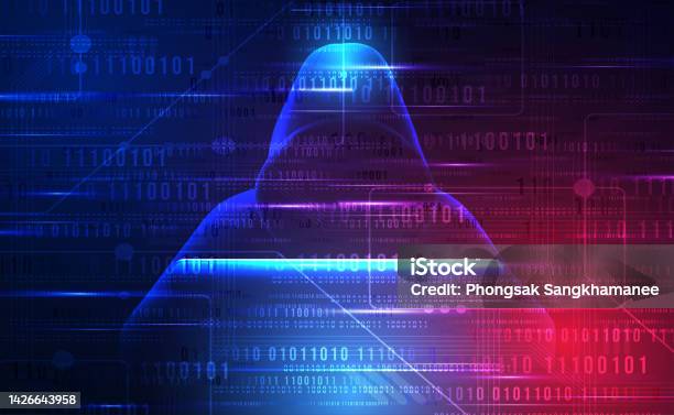 Hacker Data Security Technology Blue Background Data Secure Theft Crime