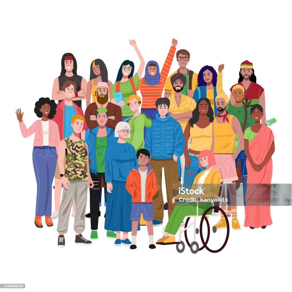 Illustration Of Group Of Multiethnic Diverse People Standing Stock ... Illustration Of Group Of Multiethnic Diverse People Standing Stock ...