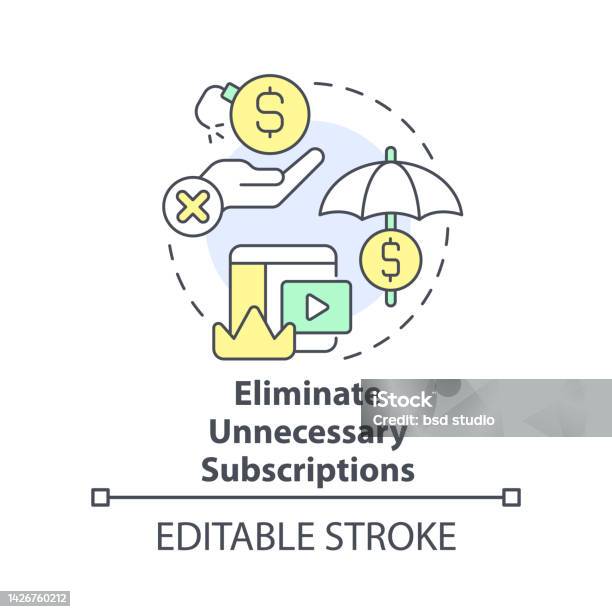 Eliminate Unnecessary Subscriptions Concept Icon Stock Illustration ... Eliminate Unnecessary Subscriptions Concept Icon Stock Illustration ...
