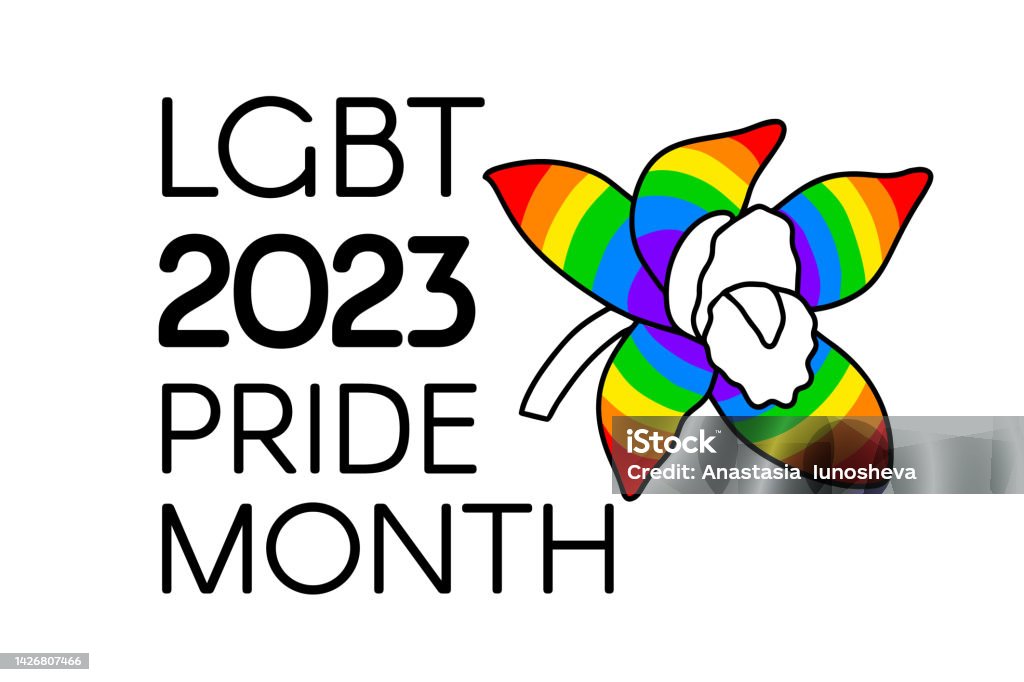 Lgbtq 2023 Pride Month Logo Vector Flat Illustration With Rainbow