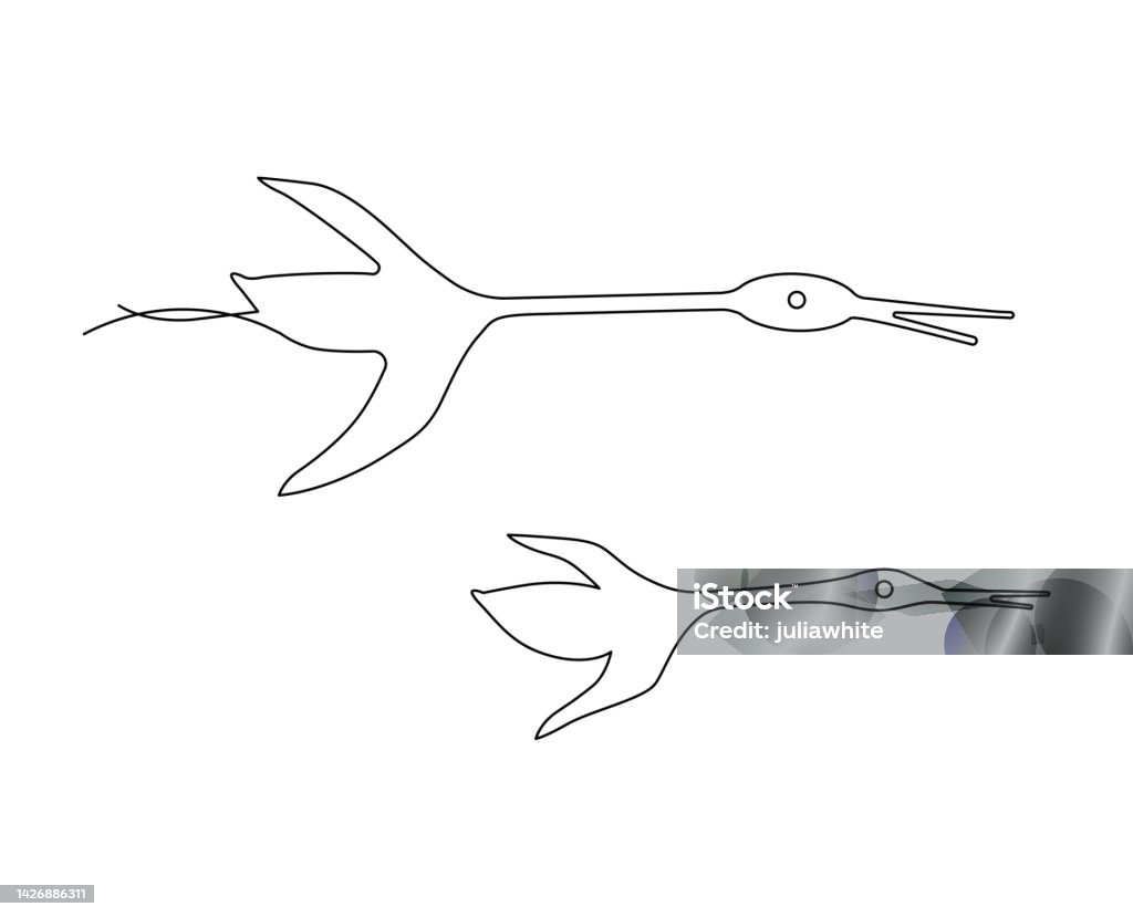 Ligne Silhouette Doiseau Volant Dessin Au Trait Continu Illustration