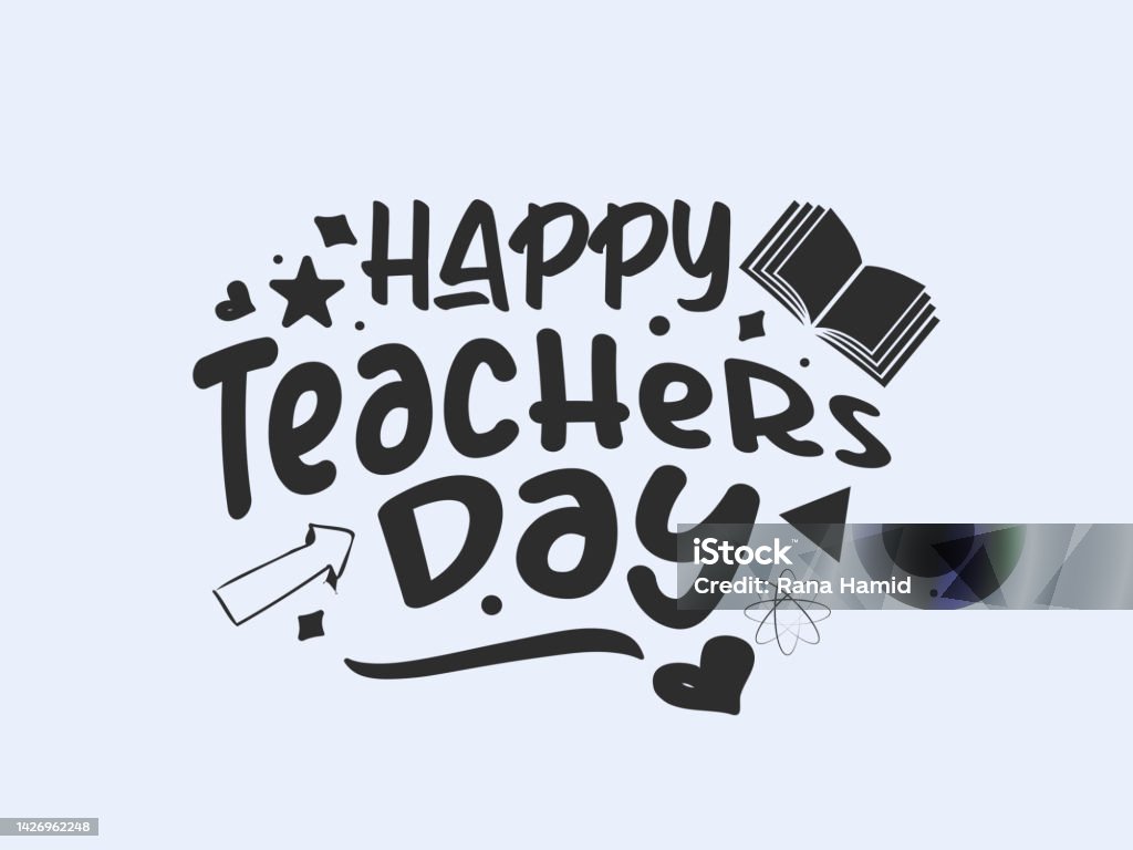 Happy Teachers Day Vector Illustration Calligraphy Design With