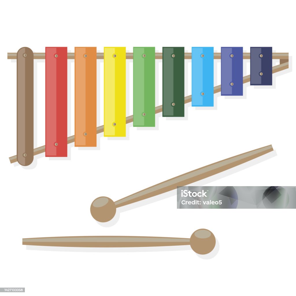 Buntes Xylophon Isoliert Auf Weißem Hintergrund Retromusikinstrument ... Buntes Xylophon Isoliert Auf Weißem Hintergrund Retromusikinstrument ...