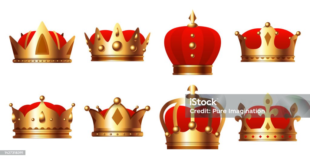 Set Of Crown Isolated On White Background Stock Illustration Download
