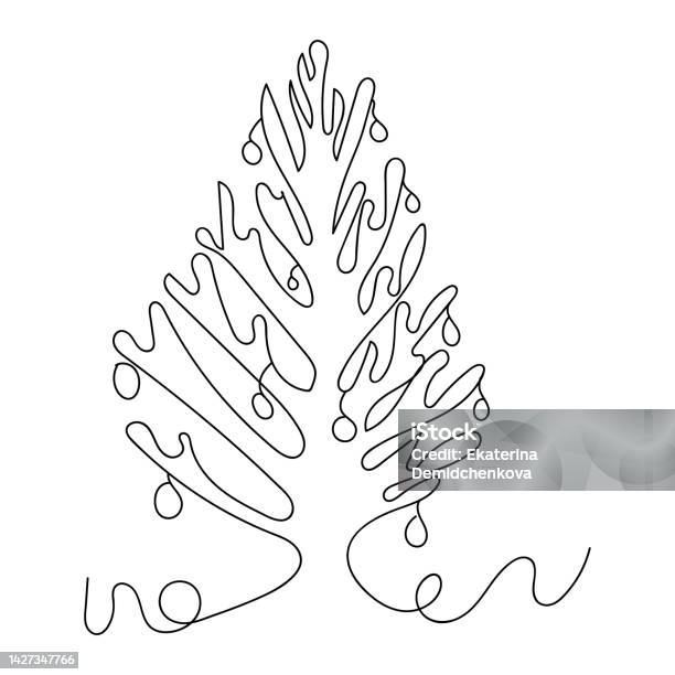 Arbre De Noël Pin Avec Des Décorations Dans Le Style De Lart Au Trait