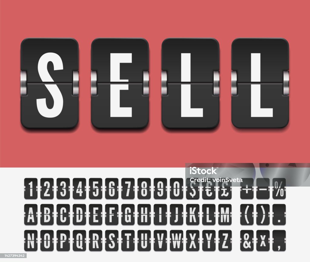 Vector Illustration Template Scoreboard Font Flip Timer Alphabet With
