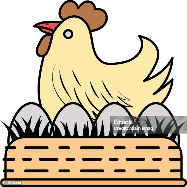 Ilustración de Broody Hen Sitting Down On Her Egg Outside Concept ... Ilustración de Broody Hen Sitting Down On Her Egg Outside Concept ...