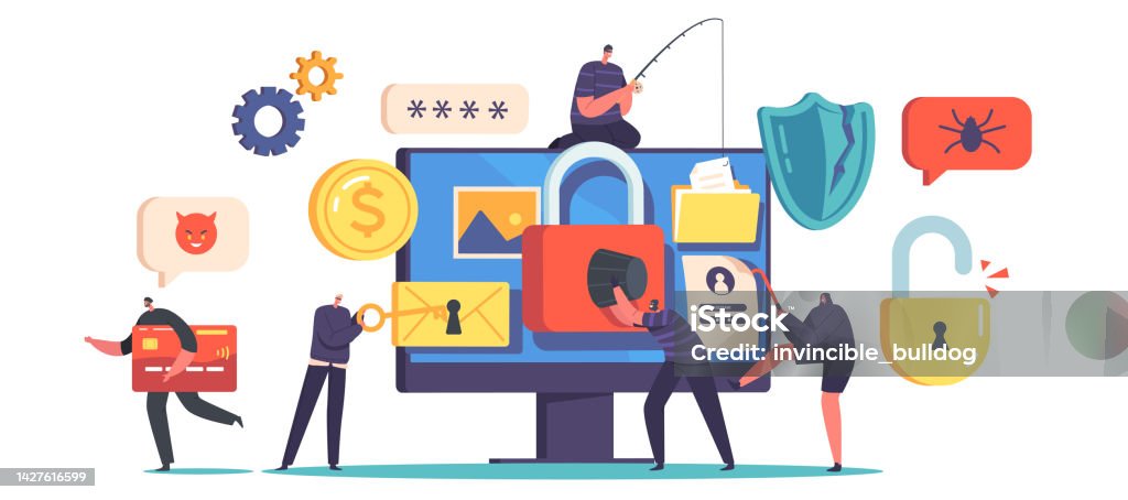 Password Phishing Hacker Attack Concept Hackers Stealing Personal Data