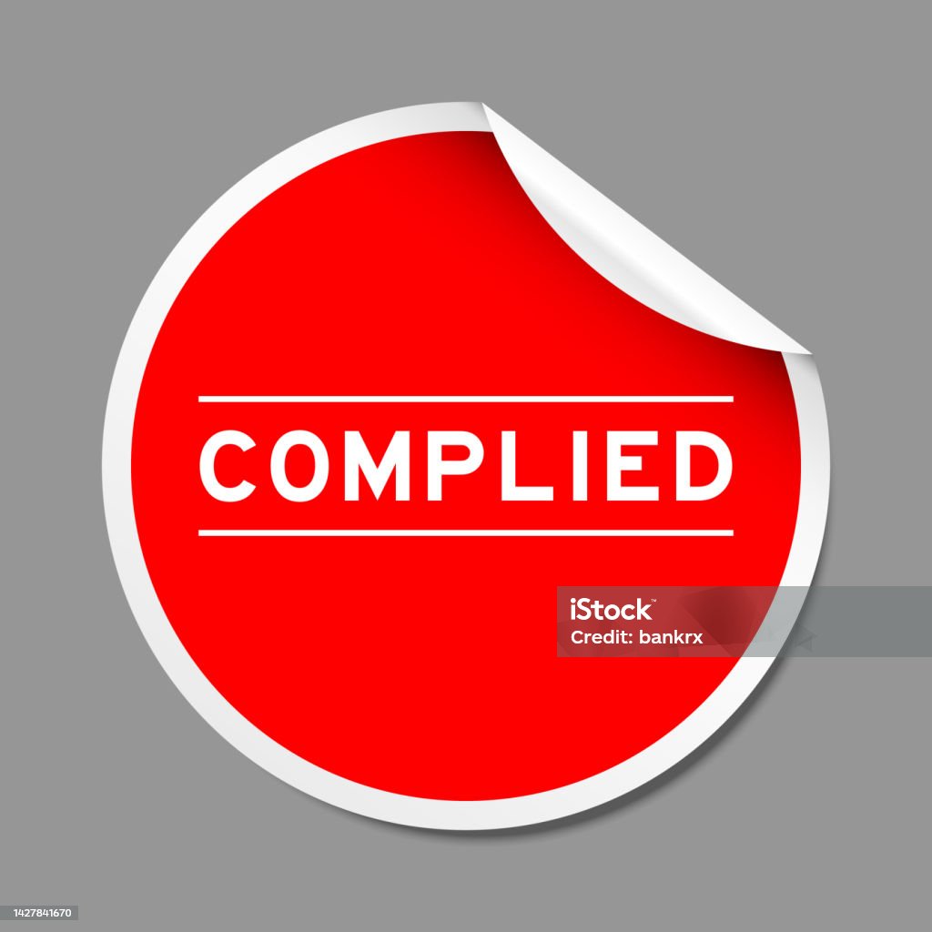 Étiquette Autocollante De Couleur Rouge Avec Mot Conforme Sur Fond Gris