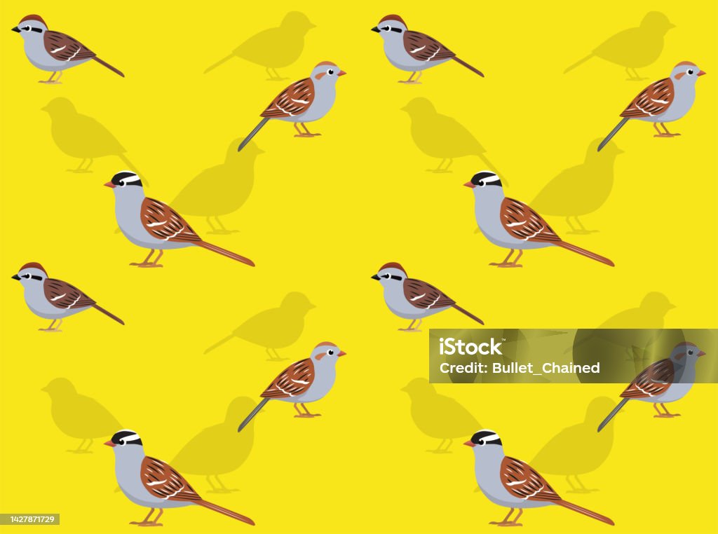 Bird Chipping Sparrow Cartoon Seamless Wallpaper Background Stock