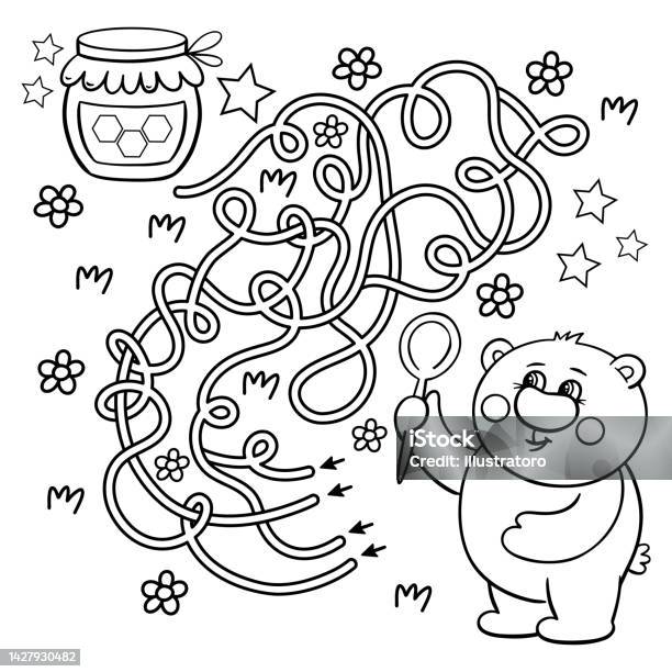 Labyrinthe Ou Jeu De Labyrinthe Puzzle Route Enchevêtrée Coloriage