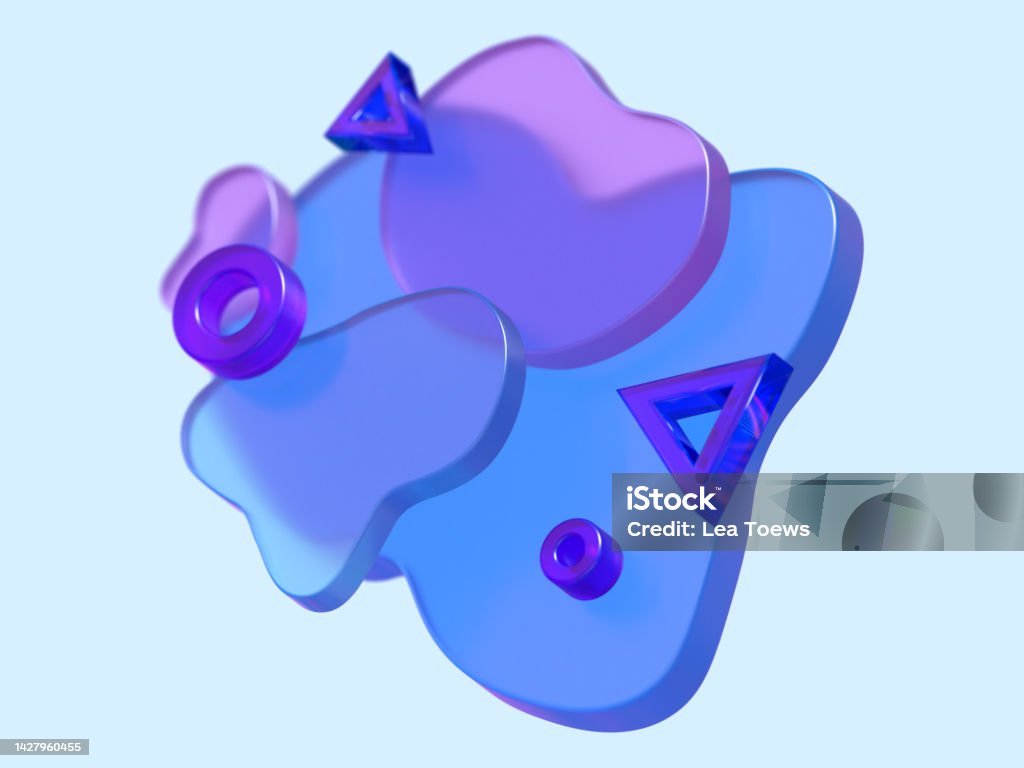 Ilustrasi Render 3d Dari Kombinasi Abstrak Dan Berbagai Bentuk Dan