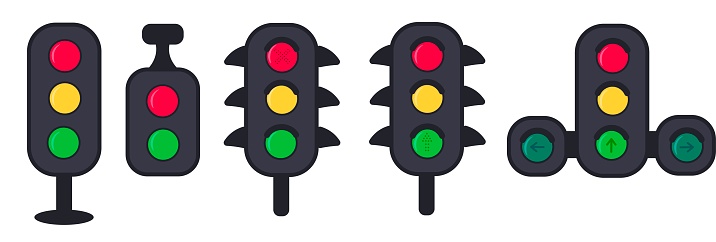 Vetores De Conjunto De Ícones Vetoriais De Semáforos Sinal Para A