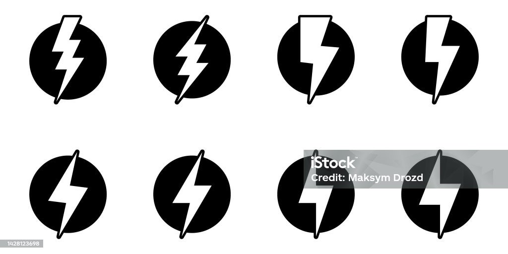 Éclair Dans Une Icône De Cercle Icône Électrique Lightning Symbole Du