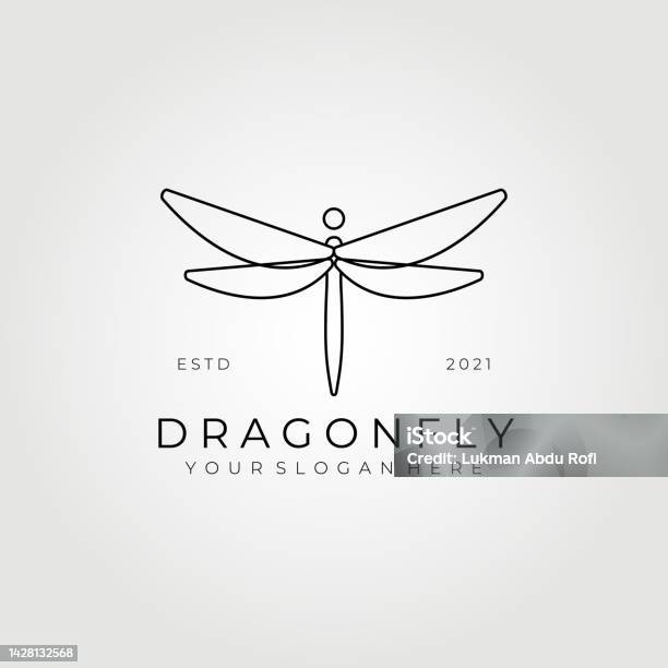 Dessin Au Trait Libellule Logo Vectoriel Conception Dillustration