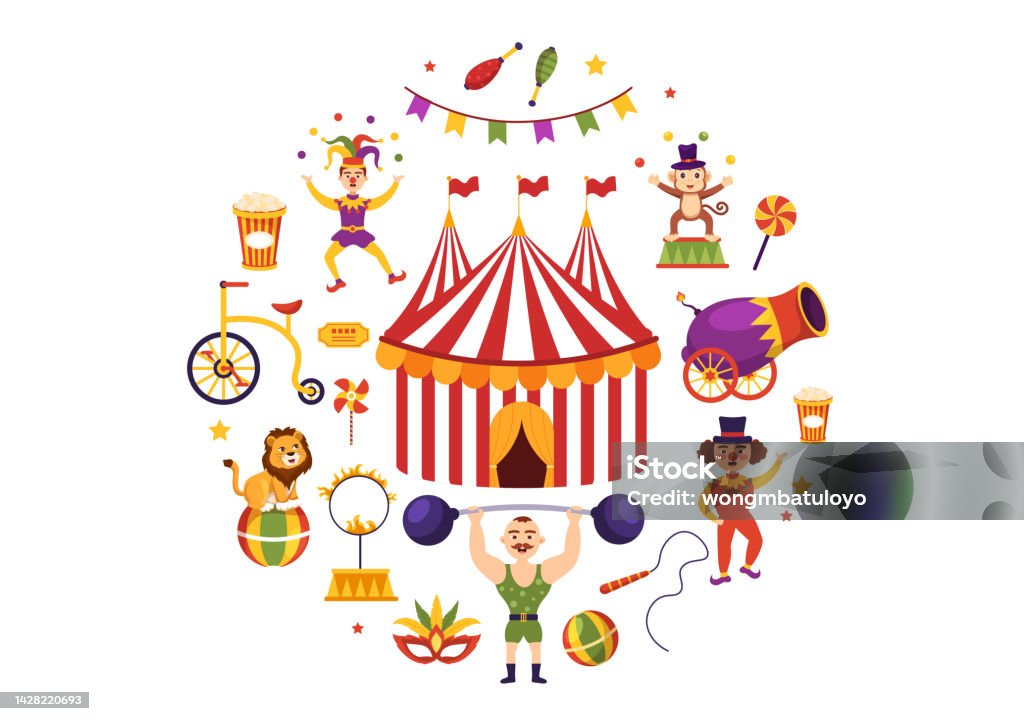 Ilustración De Plantilla De Circo Dibujada A Mano Ilustración Plana De