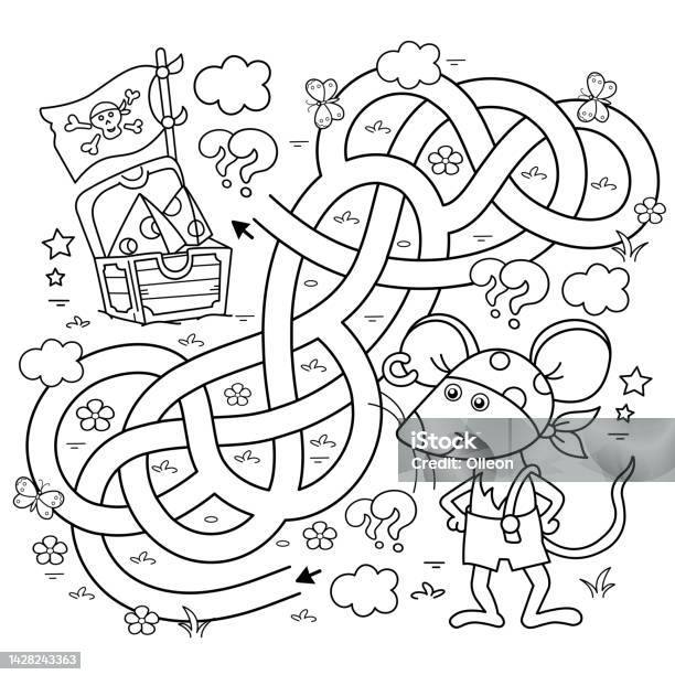 Labyrinthe Ou Jeu De Labyrinthe Puzzle Route Enchevêtrée Coloriage