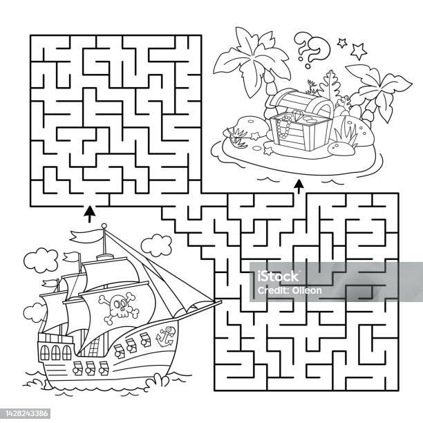 Labyrinthe Ou Jeu De Labyrinthe Puzzle Schéma De La Page À Colorier Du