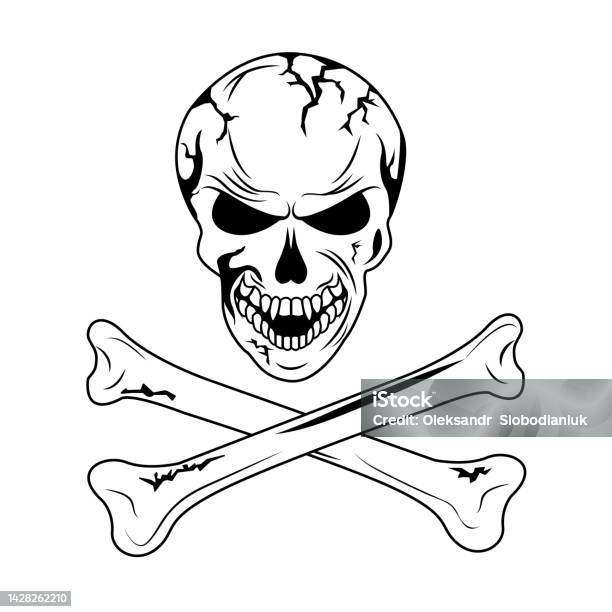 Tengkorak Dengan Tulang Bersilang Simbol Bajak Laut Halloween Poster