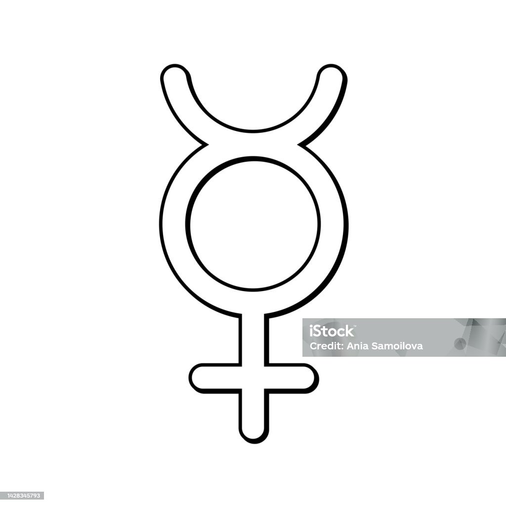 Coratcoret Yang Digambar Tangan Dengan Simbol Merkurius Transgender