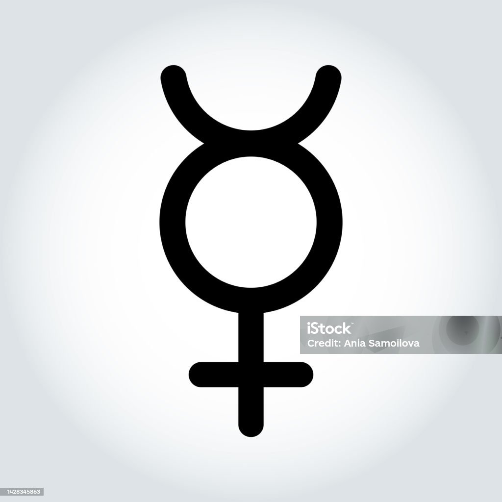 Siluet Simbol Merkurius Transgender Piktogram Gender Templat Dekorasi