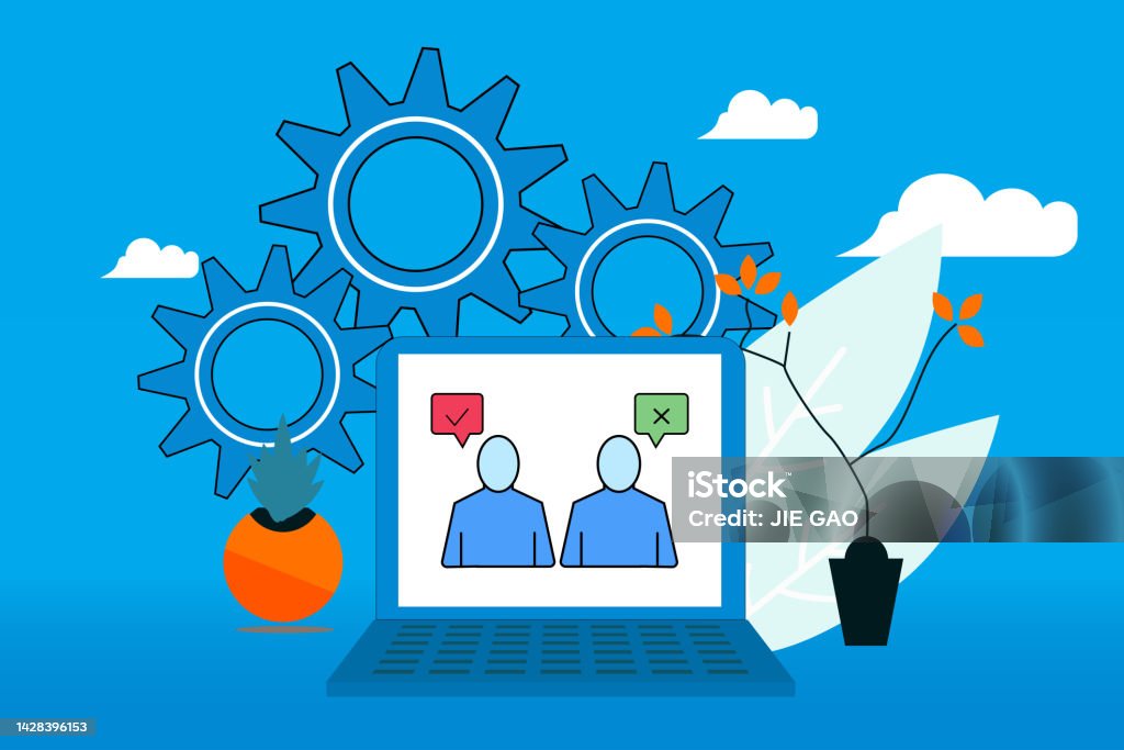 Determine Right And Wrong On The Computer Stock Illustration - Download ... Determine Right And Wrong On The Computer Stock Illustration - Download ...