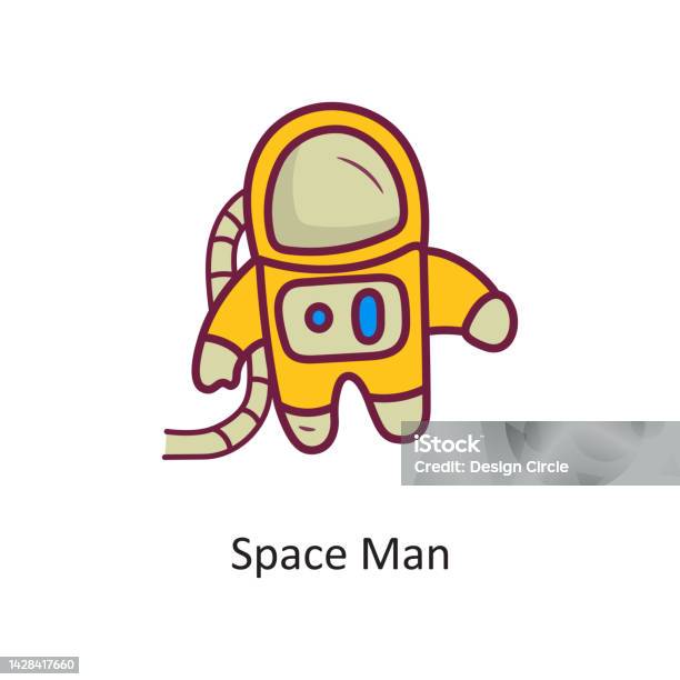 Space Man Vector Contour Rempli Illustration De Conception Dicône