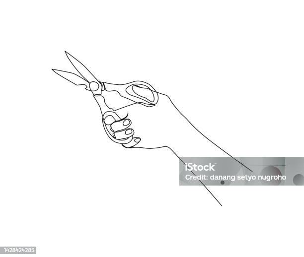 Gambar Satu Baris Terus Menerus Dari Gunting Genggam Tangan Ilustrasi ... Gambar Satu Baris Terus Menerus Dari Gunting Genggam Tangan Ilustrasi ...