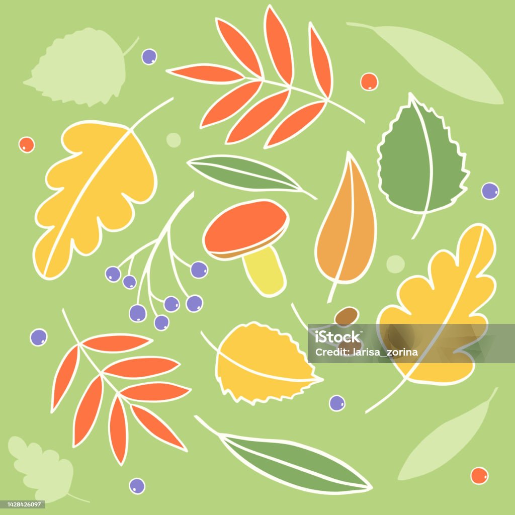 Dessin À La Main Dessin Animé Feuilles Tombantes Dautomne Vecteurs