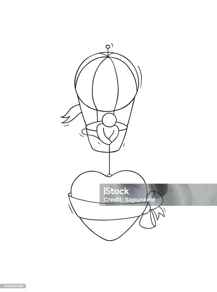 Hot Air Balloon Carrying Heart Love Concept Stock Illustration Download Image Now Art