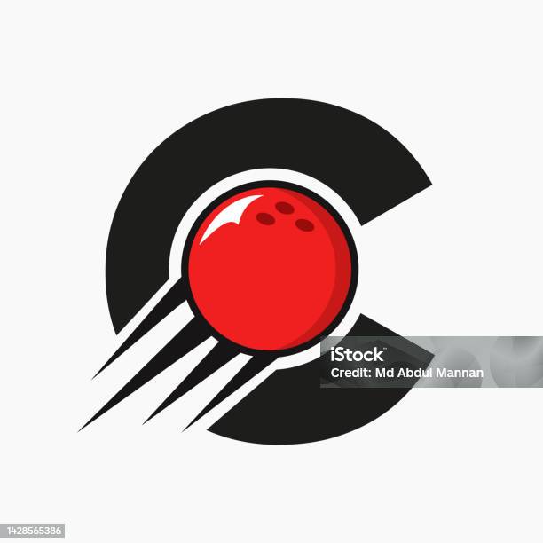 Konsep Logo Bowling Huruf C Awal Dengan Ikon Bola Bowling Bergerak