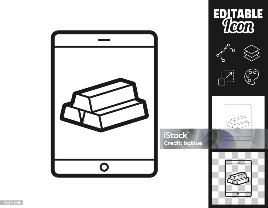 Tablet Pc Avec Des Lingots Dor Icône Pour Le Design Facilement