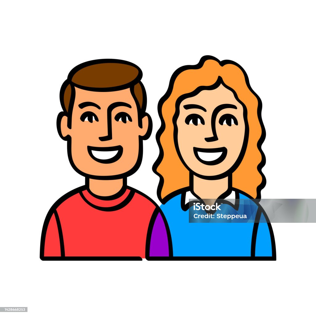 Happy Couple Doodle Style Vector Illustration Stock Illustration Download Image Now Adult