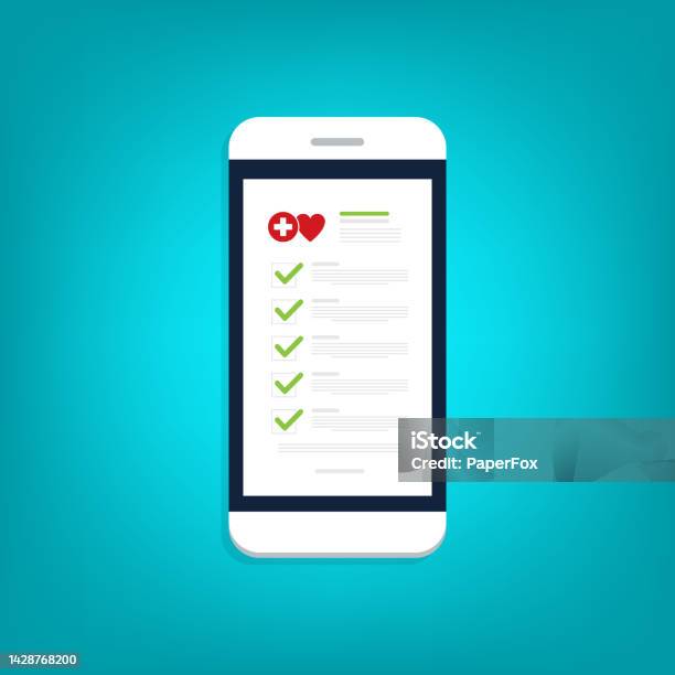 온라인 의료 보고서 의료 문서 건강 보험 개념 평면 디자인 벡터 일러스트 레이 션 서류 작성에 대한 스톡 벡터 아트 및 기타
