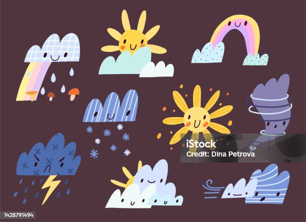 Set Of Cute Cartoon Weather Stock Illustration - Download Image Now ... Set Of Cute Cartoon Weather Stock Illustration - Download Image Now ...