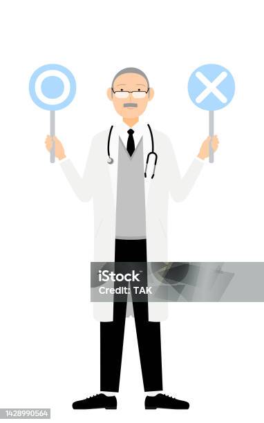 Dokter Pria Senior Dengan Mantel Putih Memegang Tongkat Yang Dicoret ... Dokter Pria Senior Dengan Mantel Putih Memegang Tongkat Yang Dicoret ...