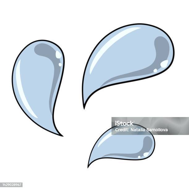 Un Ensemble De Gouttelettes Deau Courbes Bleues Éclaboussures Dessin