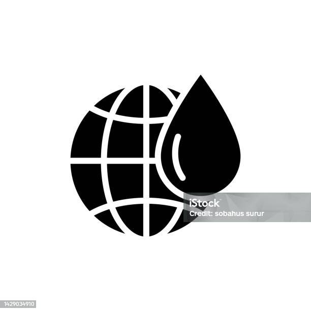 Icône De Terre Avec Goutte Deau Icône Des Zones Humides Conception