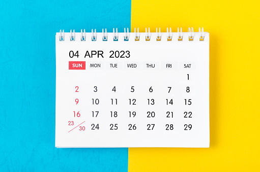 Photo libre de droit de Le Calendrier Mensuel De Bureau Davril 2023 ... Photo libre de droit de Le Calendrier Mensuel De Bureau Davril 2023 ...