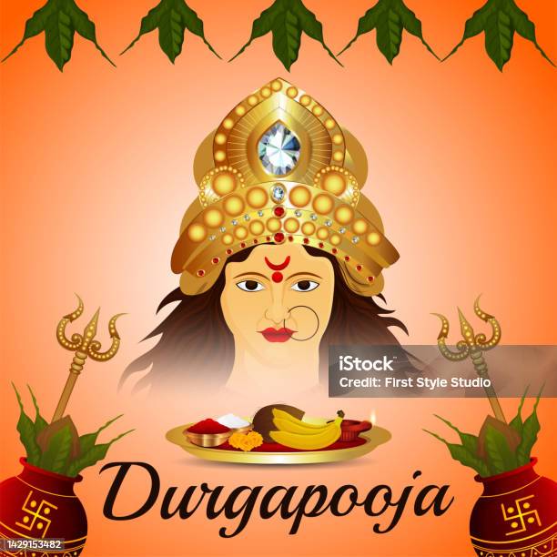 Kartu Ucapan Festival India Shubh Durga Puja Dengan Ilustrasi Vektor ... Kartu Ucapan Festival India Shubh Durga Puja Dengan Ilustrasi Vektor ...