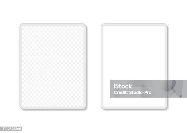 Template Mockup Tanah Liat Tablet Frontal Dengan Layar Kosong Dan