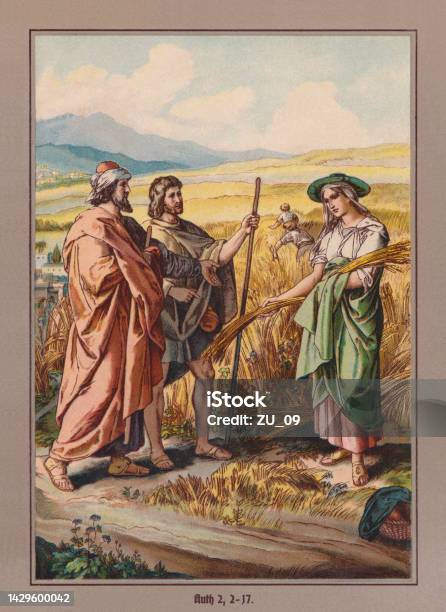 Ruth Works In The Field Of Boaz Chromolithograph Diterbitkan C1880