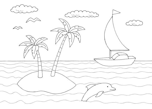 Tropical Island Coloring Page