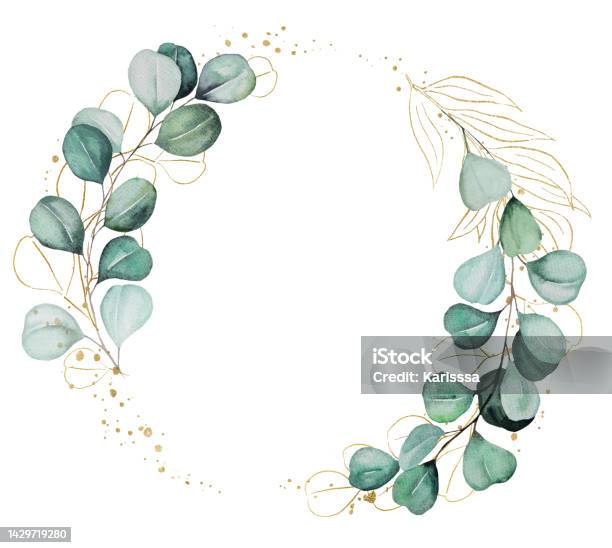 Ilustración de Corona Dorada Geométrica Hecha De Hojas De Eucalipto De ... Ilustración de Corona Dorada Geométrica Hecha De Hojas De Eucalipto De ...