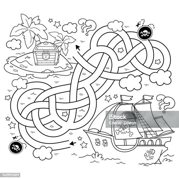Labyrinthe Ou Jeu De Labyrinthe Puzzle Route Enchevêtrée Coloriage
