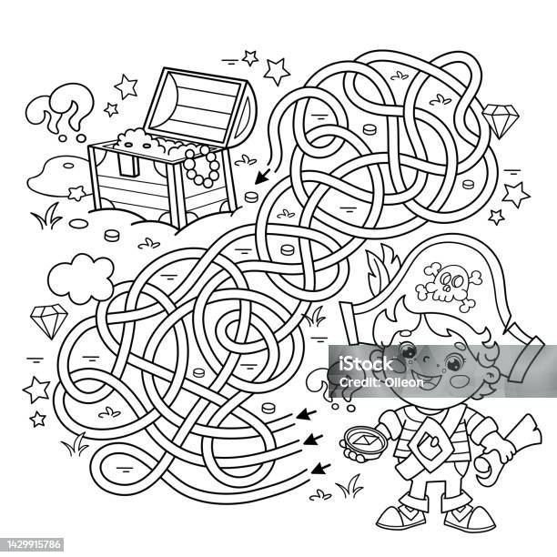 Labyrinthe Ou Jeu De Labyrinthe Puzzle Route Enchevêtrée Coloriage