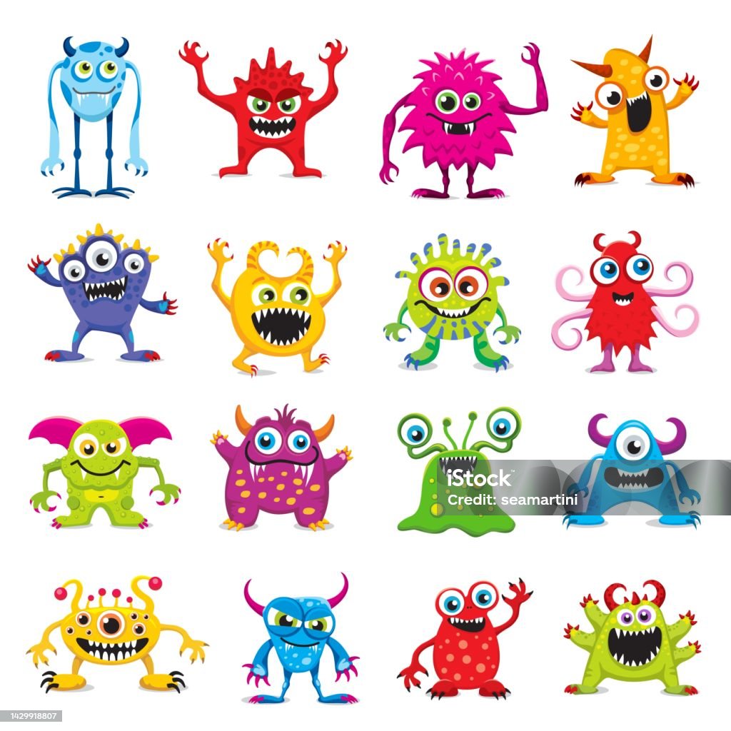 Cartoon Funny Monster Characters Comic Mutants Stock Illustration