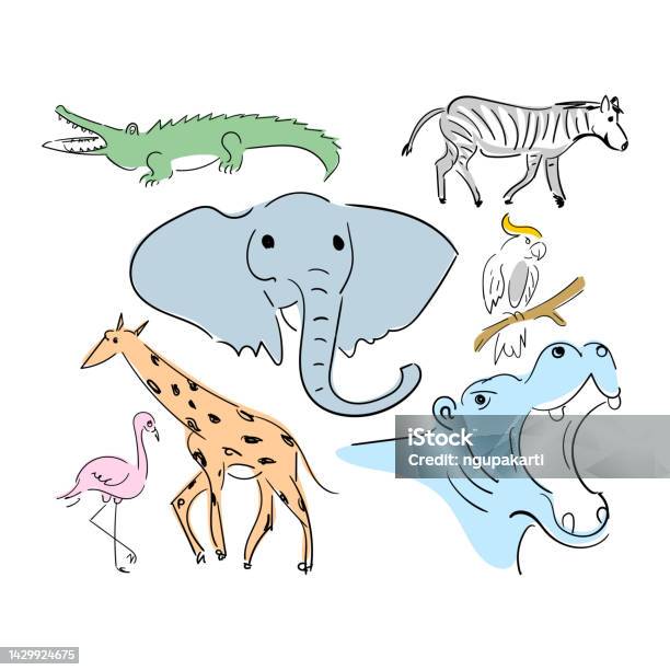 Elemen Buaya Gajah Jerapah Zebra Kuda Nil Flamingo Burung Beo Yang ... Elemen Buaya Gajah Jerapah Zebra Kuda Nil Flamingo Burung Beo Yang ...