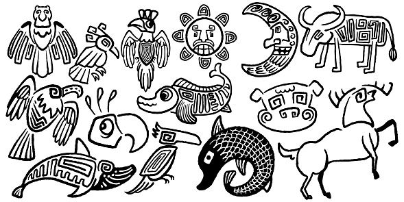 Fourteen Tribal Ethnic Hand Drawing Set Elements Set Of Indian Animal ... Fourteen Tribal Ethnic Hand Drawing Set Elements Set Of Indian Animal ...
