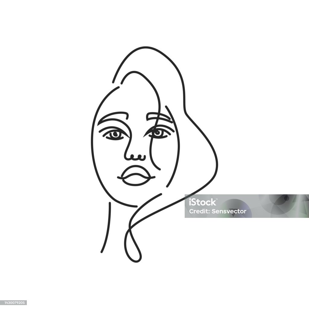 Woman Face Doodle In Abstract Design Trendy Vector Beautiful Portrait Abstract Doodle Modern